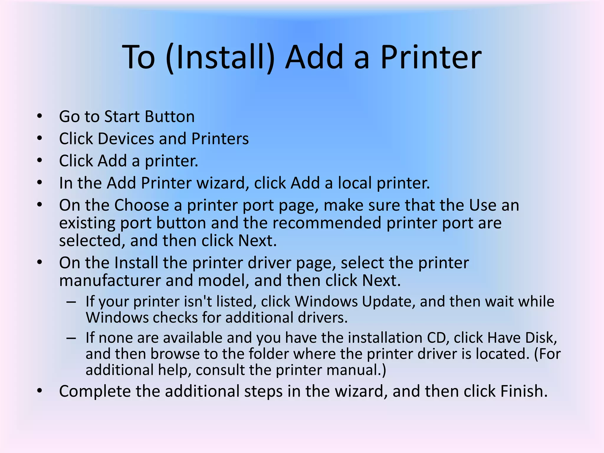 Installing printers | PPTX