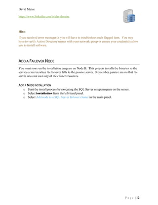 Installing sql server 2012 failover cluster instance | PDF