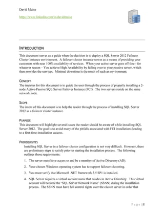 Installing sql server 2012 failover cluster instance | PDF