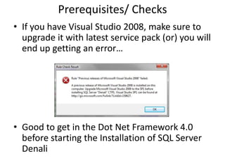 Installing sql server denali sql server 2011 | PPTX
