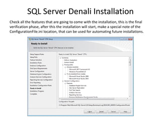 Installing sql server denali sql server 2011 | PPTX