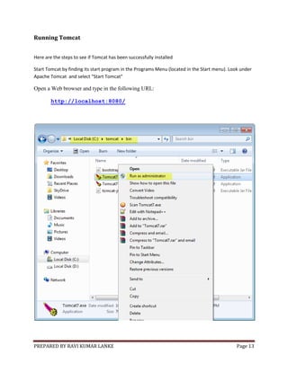 Installing tomcat on windows 7 | PDF