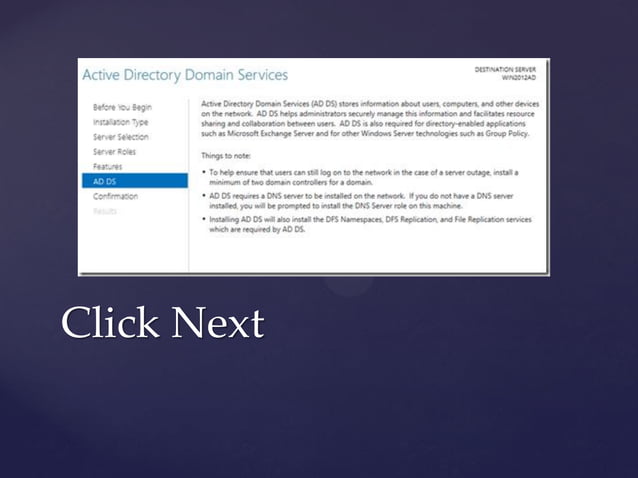 Installing windows server 2012 & active directory domain services role | PPT
