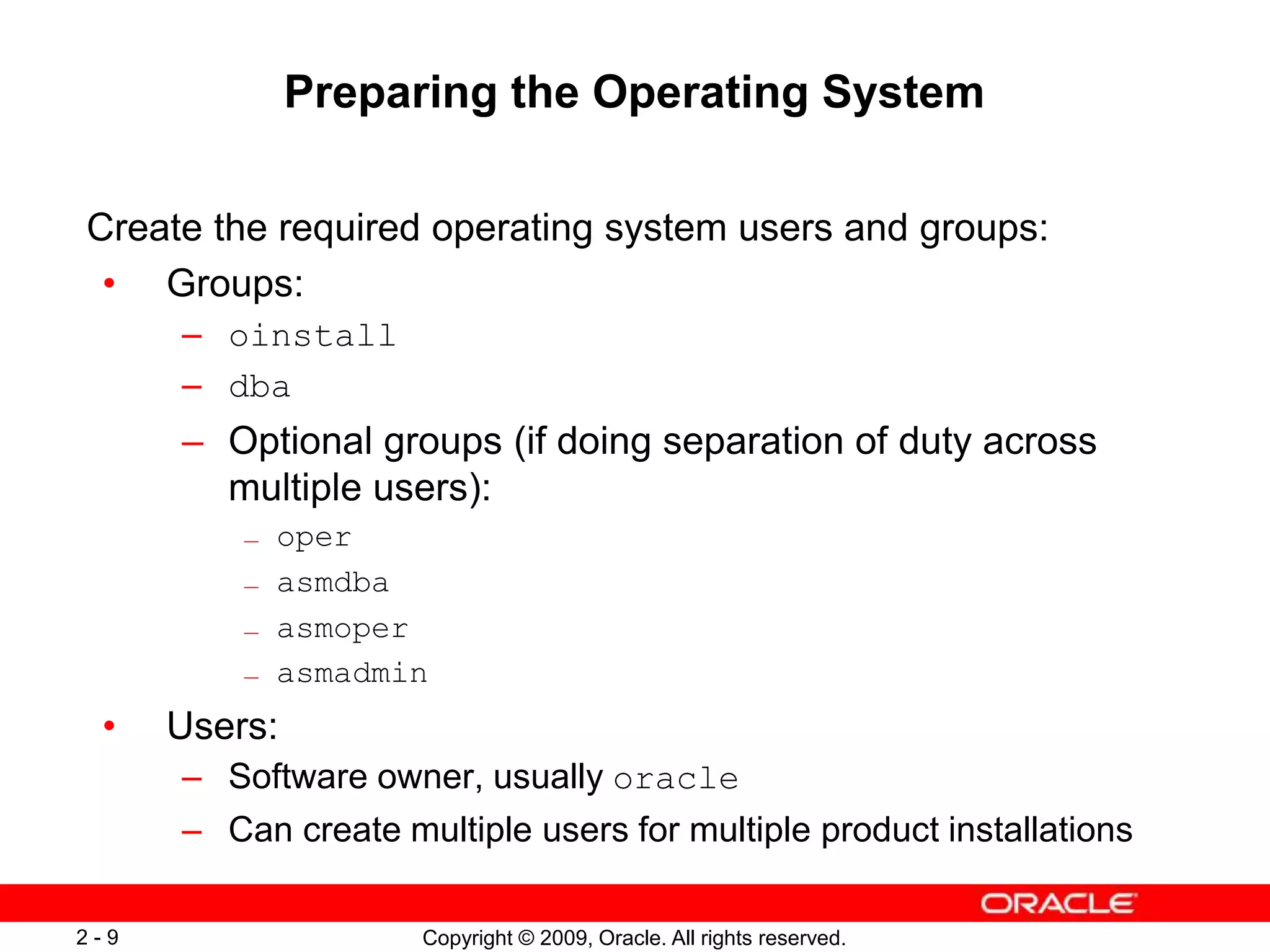 Installing Your Oracle Software Ppt