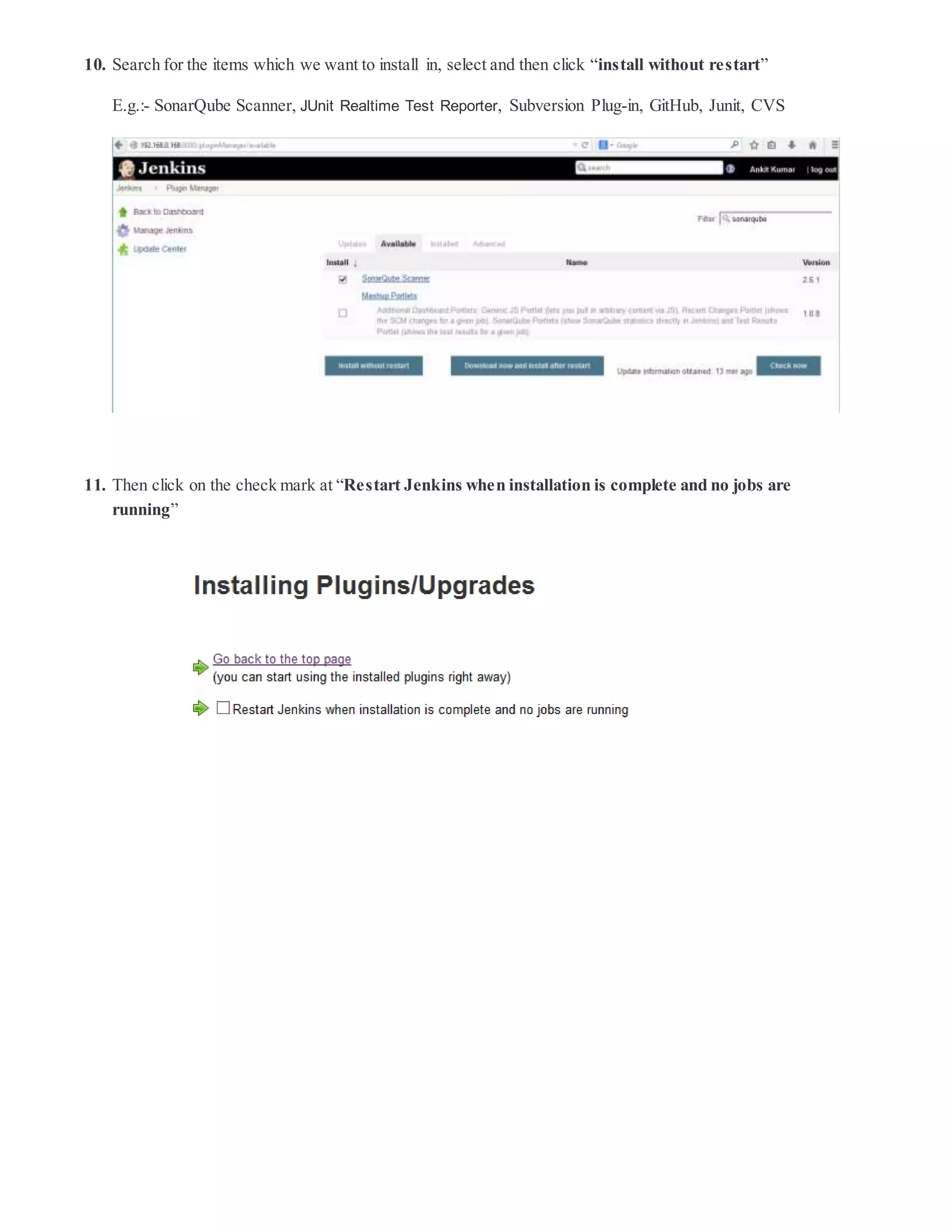 Install jenkins and sonar qube integration | DOCX