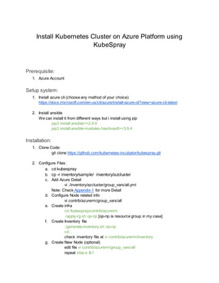 Install Kubernetes Cluster on Azure Platform using kubespray | DOCX