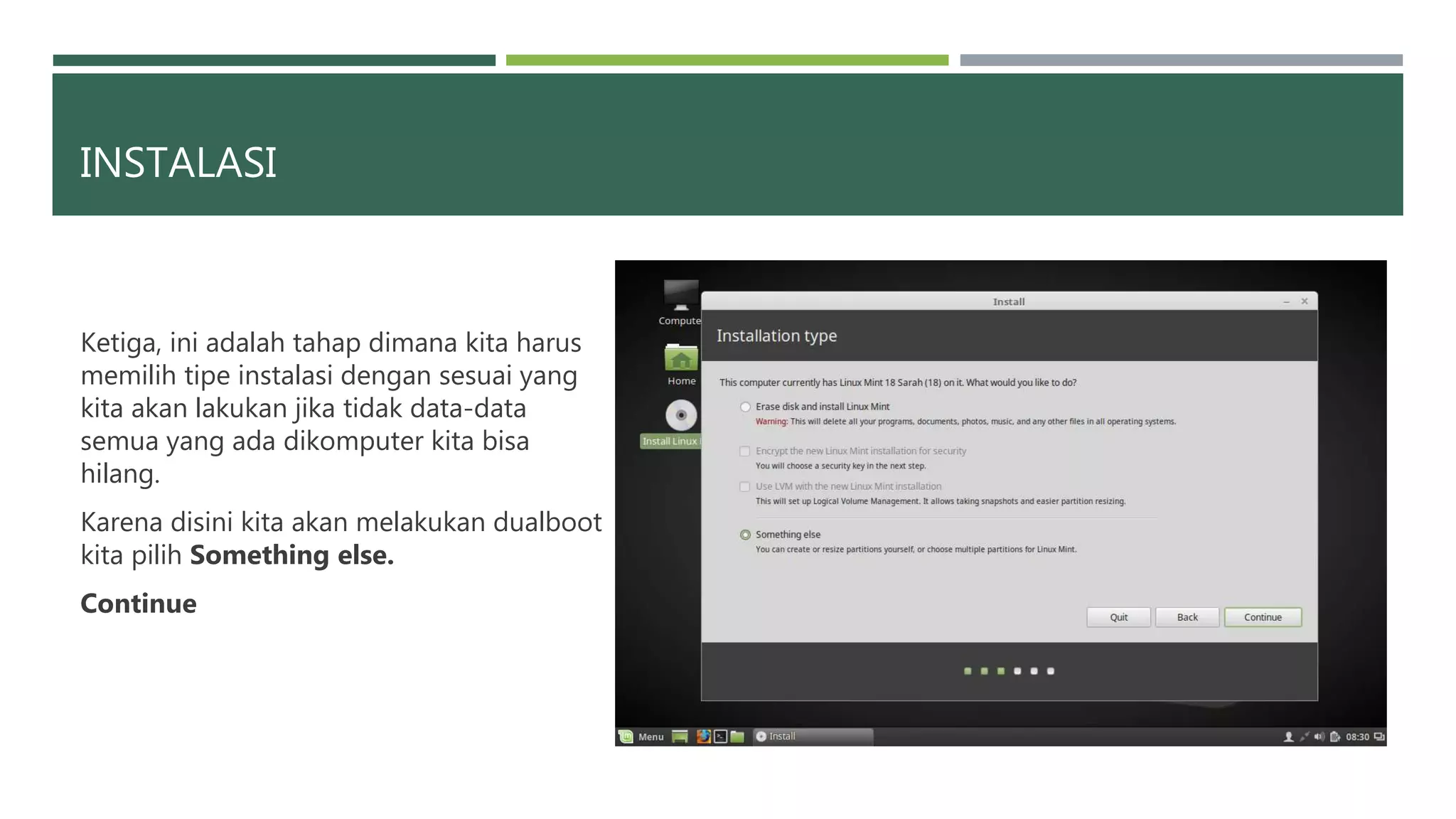 Dualboot linux mint di Windows | PPTX