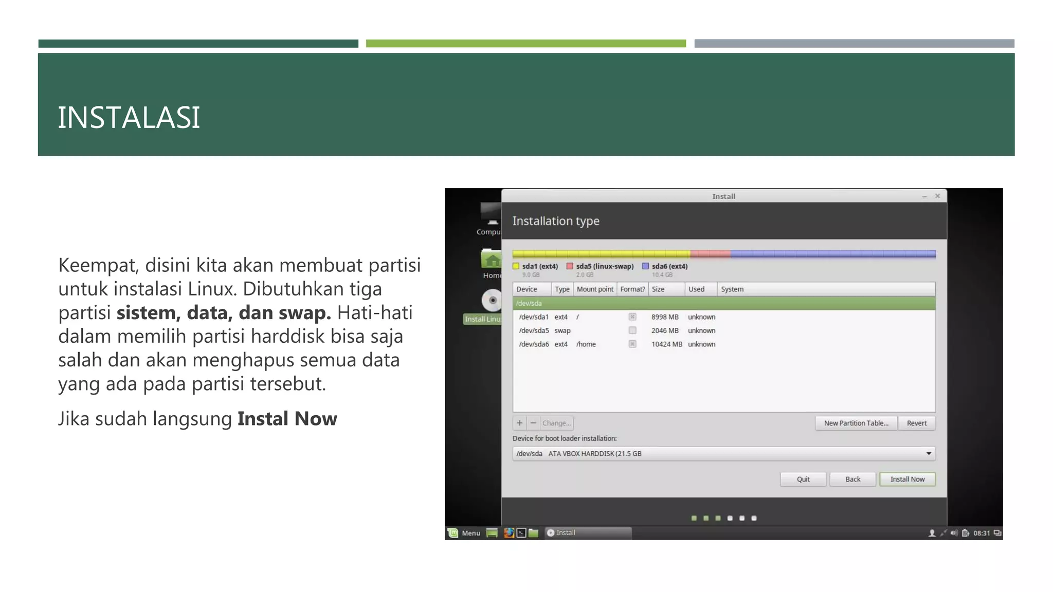 Dualboot linux mint di Windows | PPTX