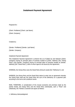 INSTALLMENT PAYMENT AGREEMENT | PDF