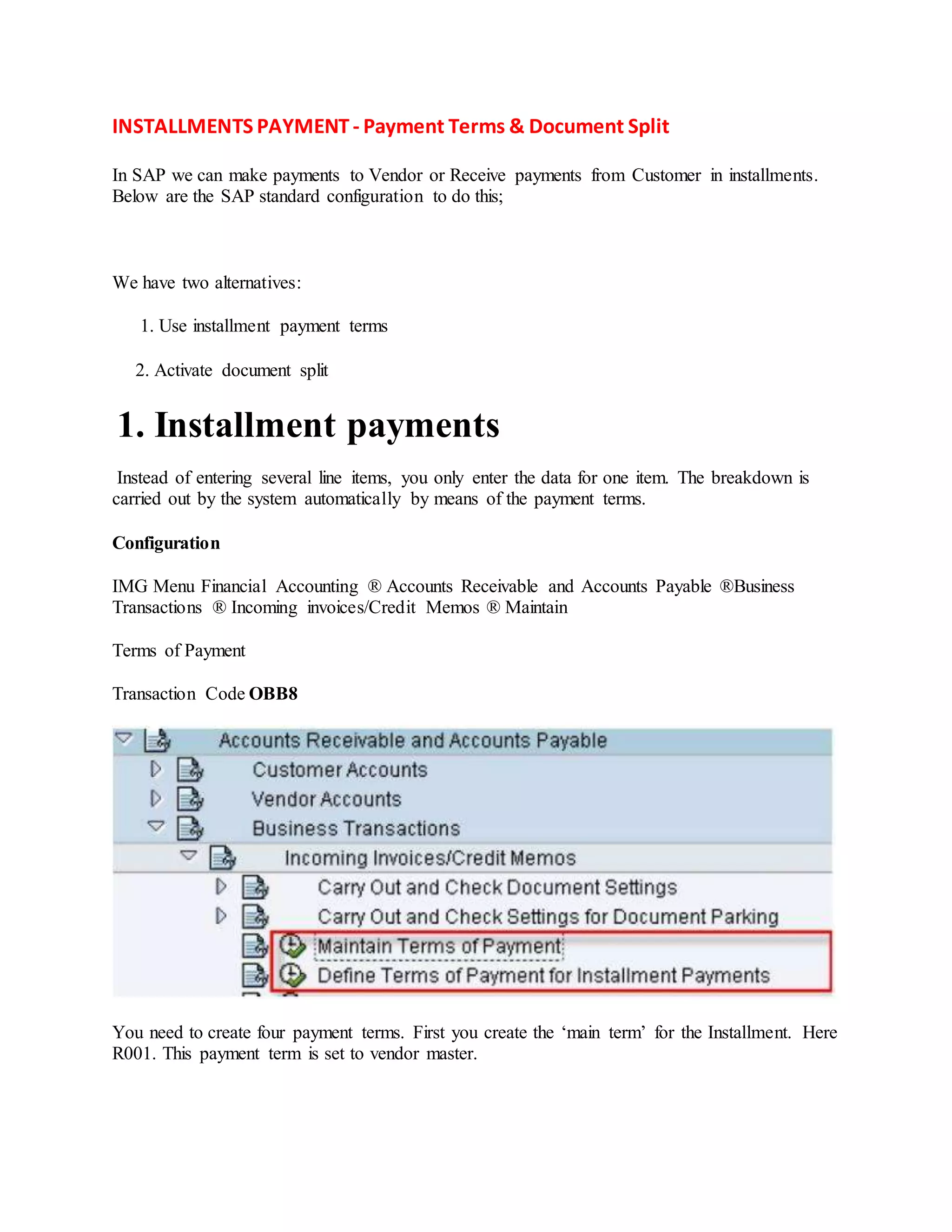 Installments payment | DOCX