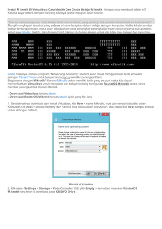 Install mikrotik di virtualbox | DOCX