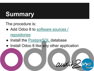 Install odoo v8 the easiest way on ubuntu debian | PPTX