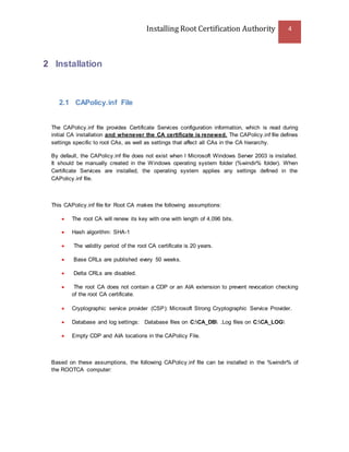 Install offline Root CA Server 2003 | DOCX
