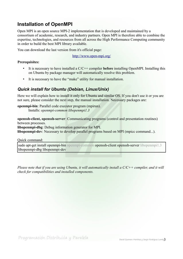 HowTo Install openMPI on Ubuntu | PDF