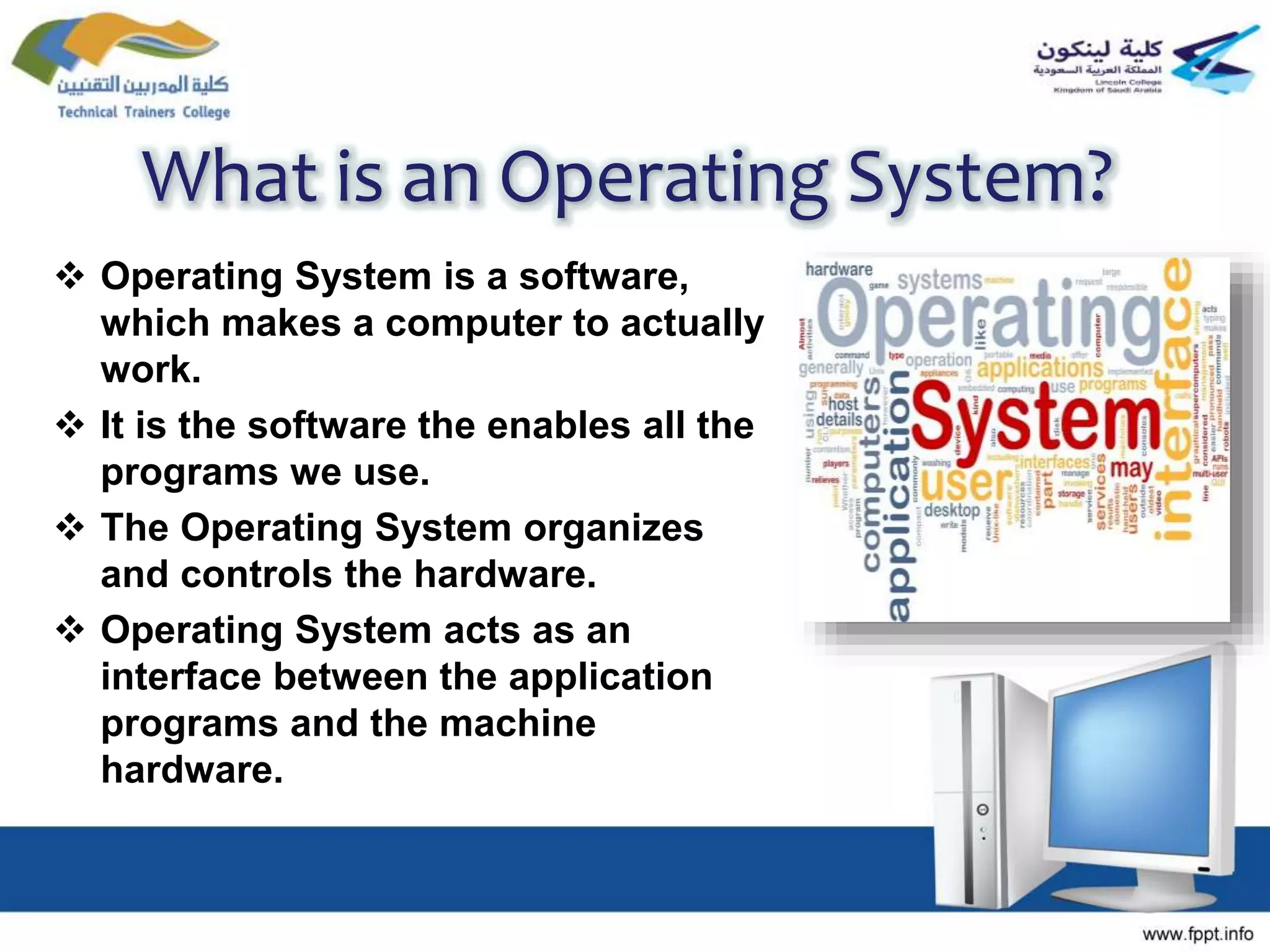 Install Operating System Pptx Operating Systems Computer Software And Applications