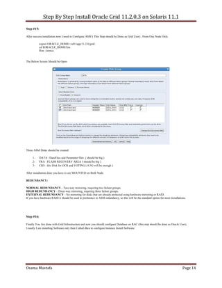Step by Step to Install oracle grid 11.2.0.3 on solaris 11.1 | PDF