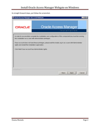Install oracle oam web gate on windows | PDF | Technology & Computing