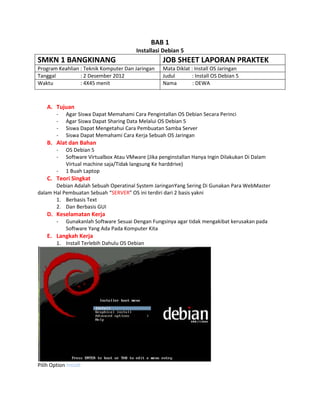 Install os debian dan samba server | DOCX