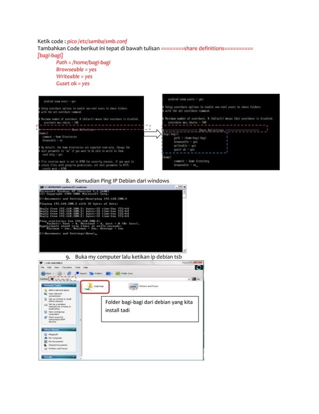 Install os debian dan samba server | PDF