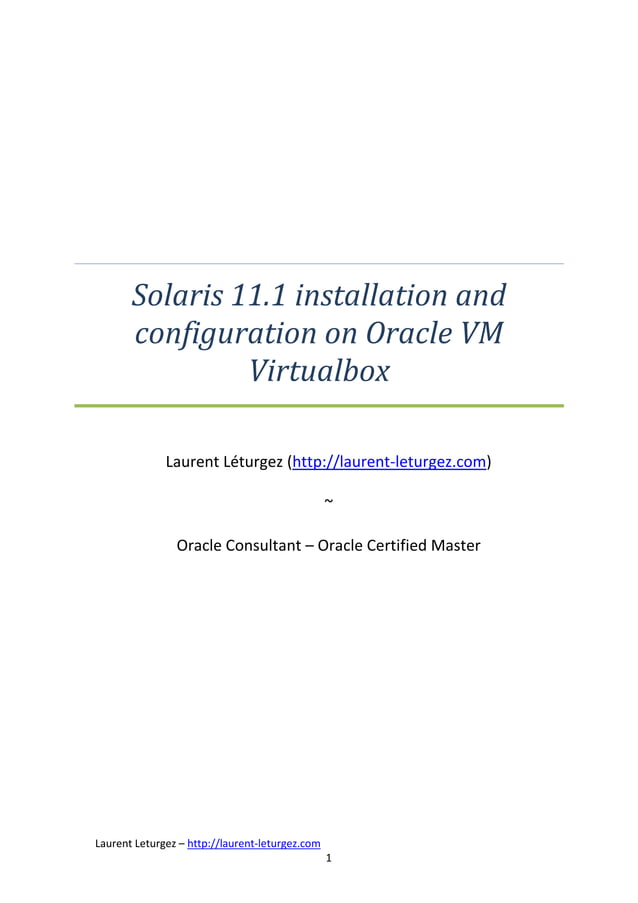 Install Solaris 11.1 on a Virtualbox VM | PDF