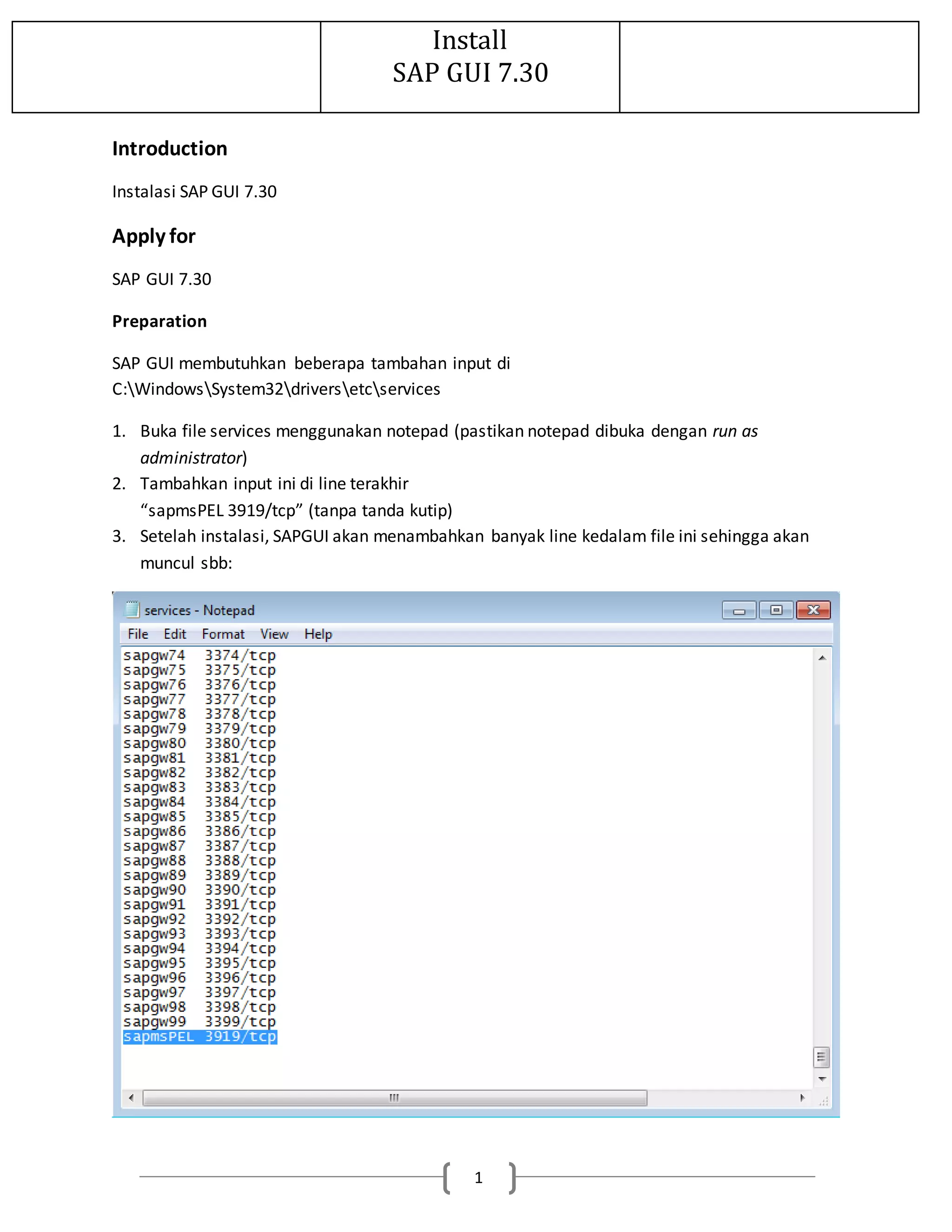 Install sap gui 7.30