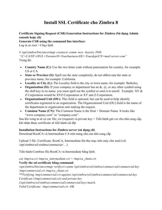 Install ssl certificate cho zimbra 8 | PDF