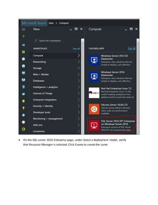 Install windows sql 2016 enter prise on azure portal cloud step by step ...