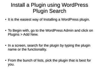 Install WordPress plugin with ease | PPT