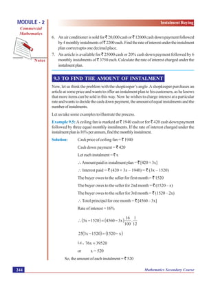 Instalment buying /COMMERCIAL MATHEMATICS | PDF