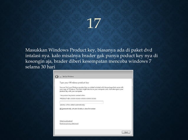 INSTAL WINDOWS 7 - Teguh Firman Saputra SMK YMIK | PPT