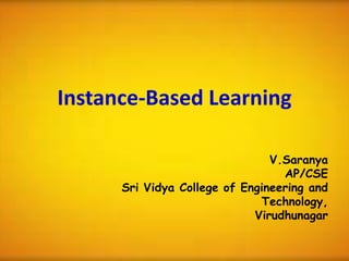 Instance based learning | PPT