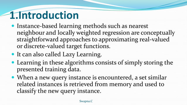 Instance based learning | PPTX