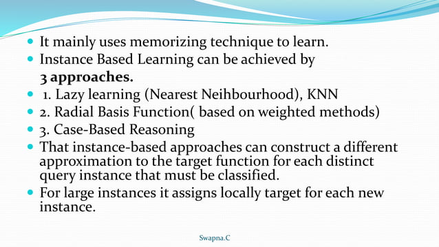 Instance based learning | PPTX