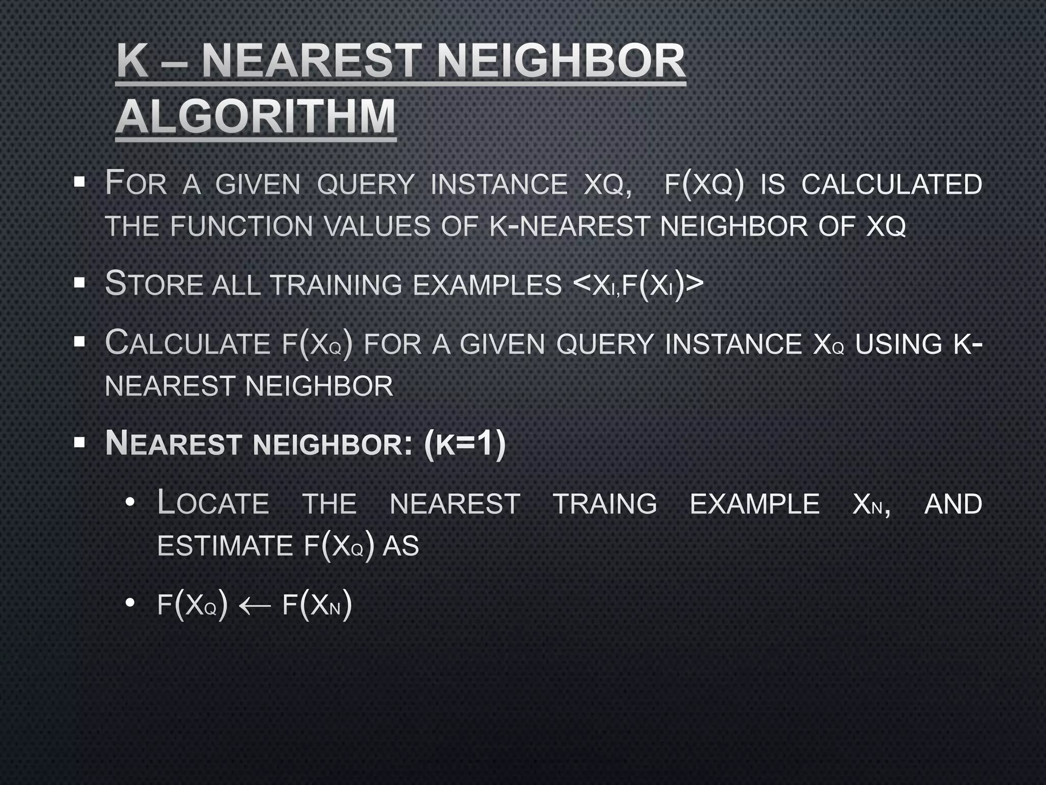 Instance based learning and feature selection | PPT
