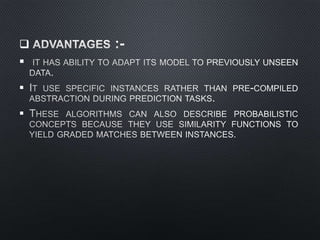 Instance based learning and feature selection | PPT