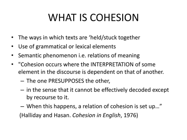 Instances of cohesion in a literary text | PPT