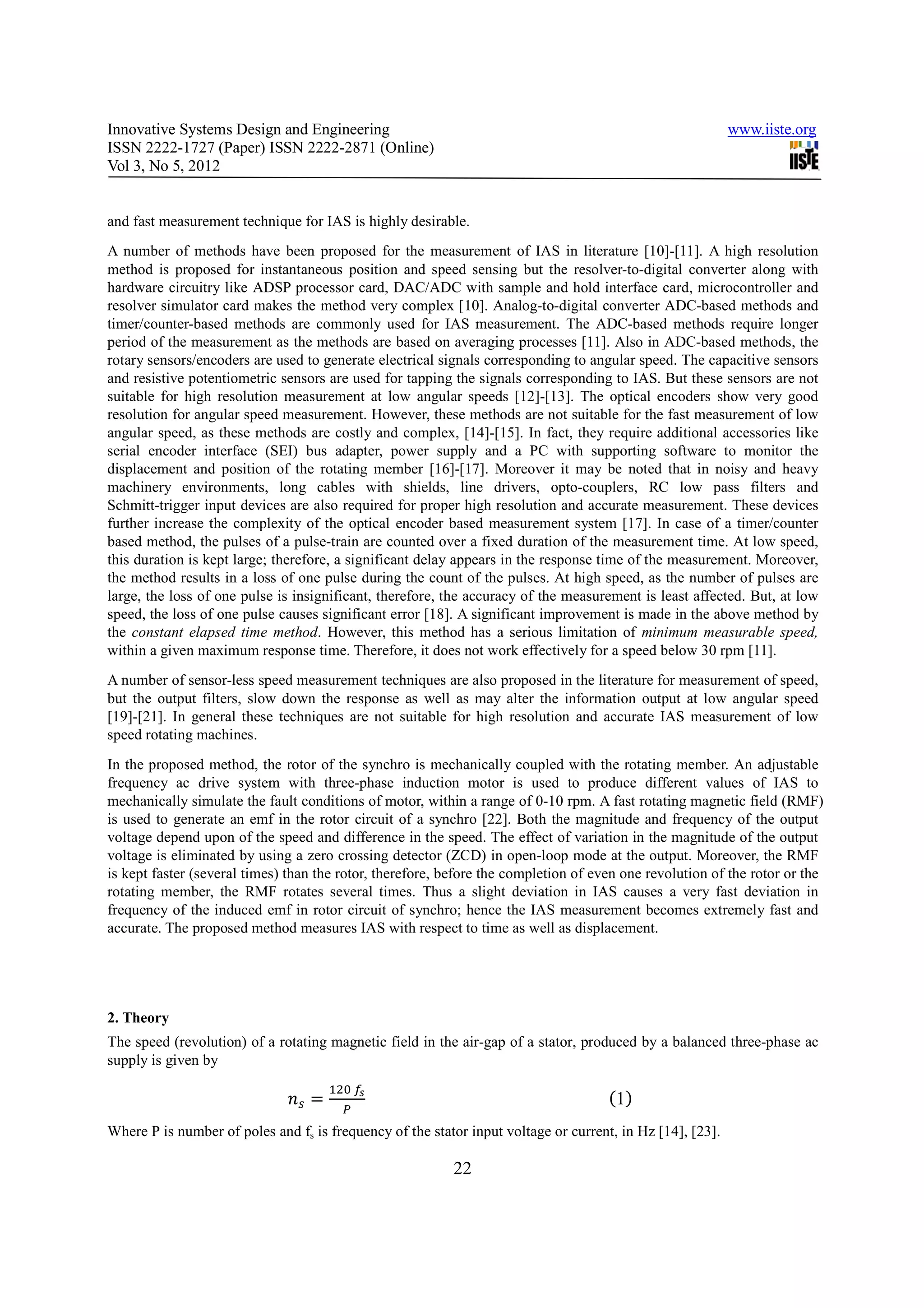 Instantaneous angular speed measurement for low speed machines | PDF