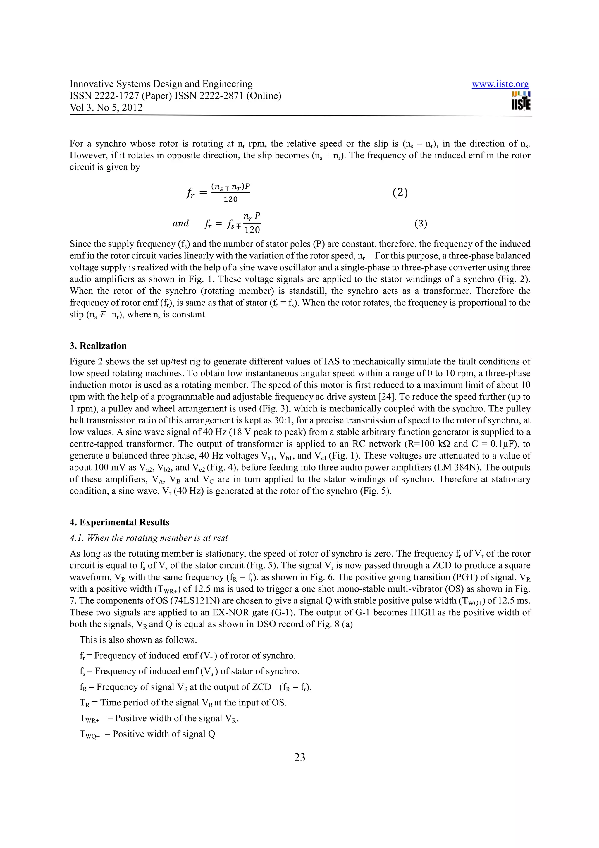 Instantaneous Angular Speed Measurement For Low Speed Machines Pdf