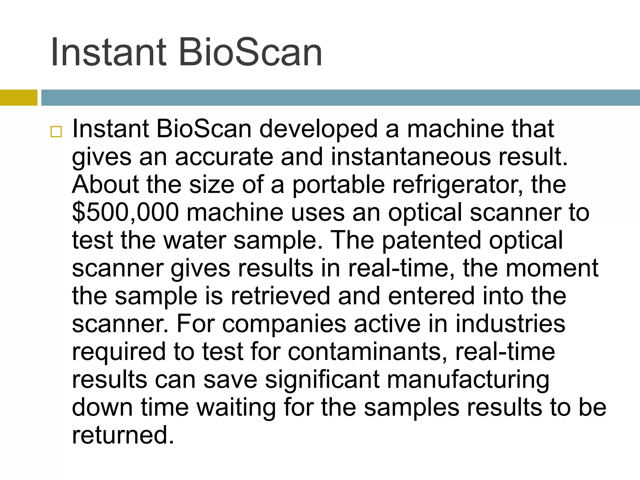 Instant BioScan Changes Water Sample Testing Methods with New Scanner | PPT