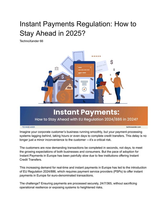 Instant Payments Regulation: How to Stay Ahead in 2025? | PDF