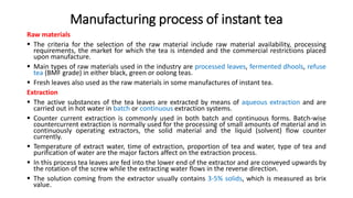 Manufacturing of Instant Tea | PPTX