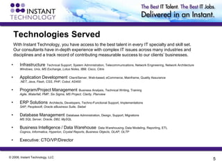 Instant Technology Capabilities Statement | PPTX | Resume Writing and ...