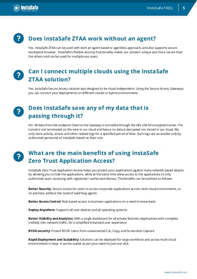 Frequently Asked Questions on InstaSafe Zero Trust Solutions | PDF