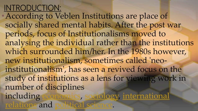 Institutionalism | PPTX | Science