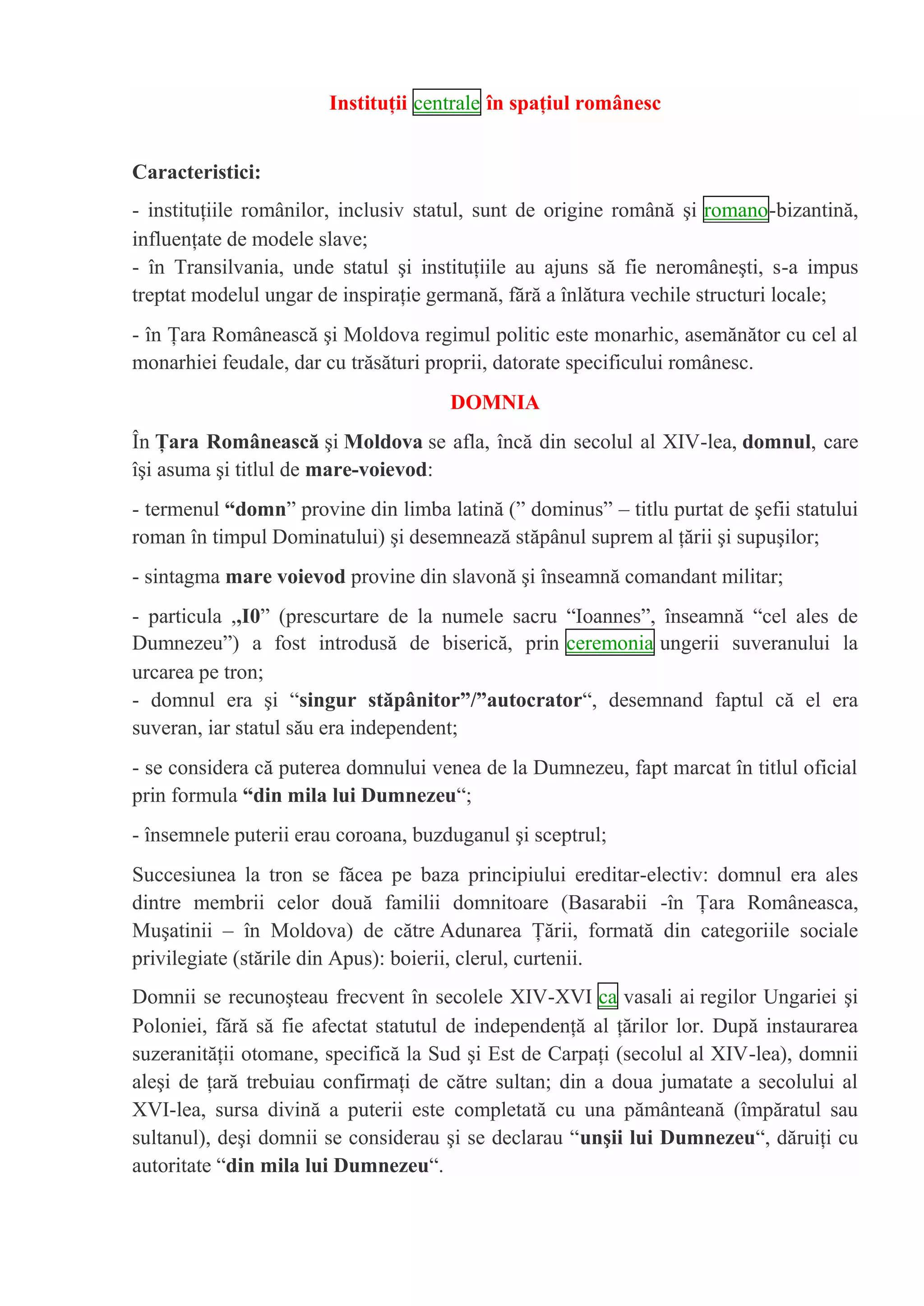 Instituţii medievale in rom | PDF