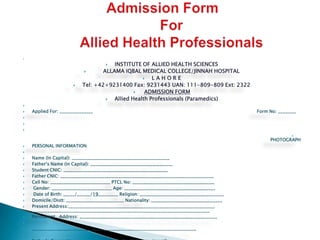 Institute of allied health sciences | PPTX