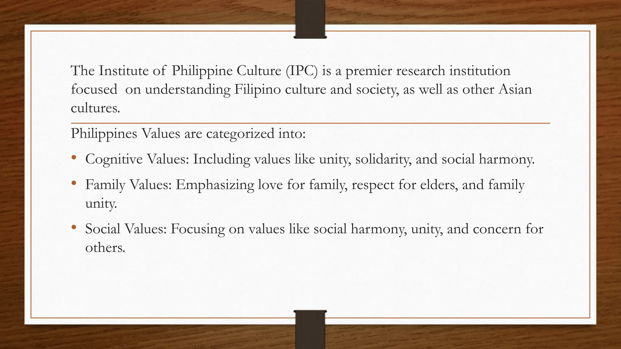Institute of Philippine Culture’s Study on Philippine Values_071532.pptx