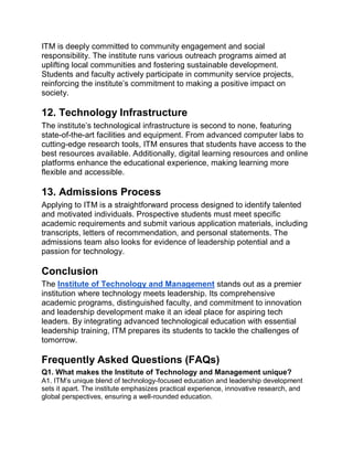 Institute of Technology and Management: Where Technology Meets ...