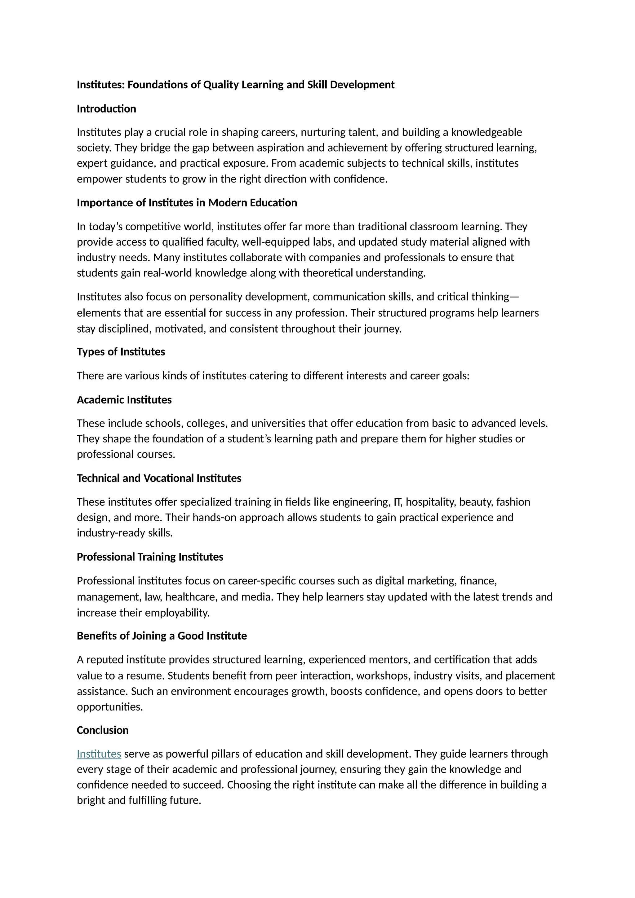 Leading Institutes for Quality Education | PPTX