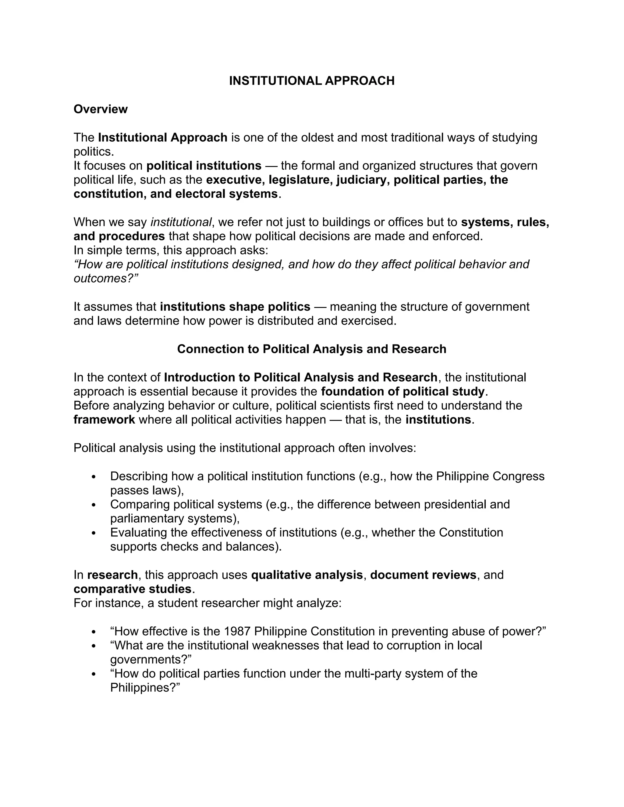 INSTITUTIONAL-APPROACH.docx hahahhahahahahah | DOCX